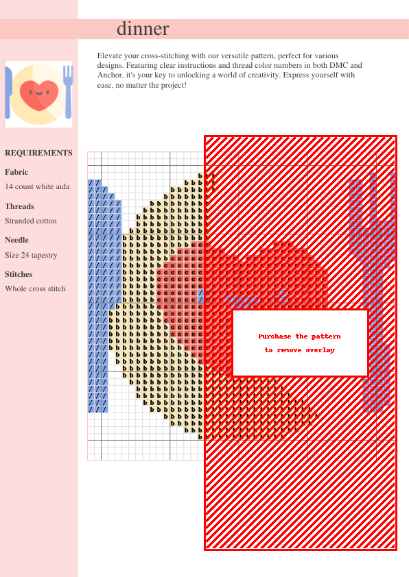 dinner Cross Stitching Pattern Design - Stitching By Andrew