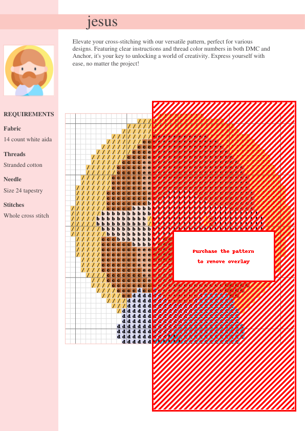 jesus Cross Stitching Pattern Design - Stitching By Andrew